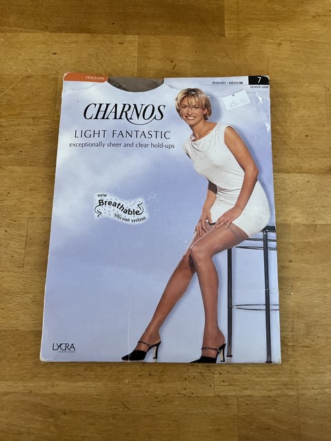 Charnos Light Fantastic Hold Ups Sherry Medium Lace Trim 7 Denier Sheer ...