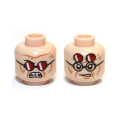 LEGO - Minifig, Head Dual Sided Red Sunglasses / Red Lenses Flapped Up ...