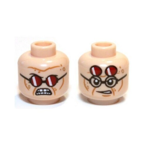 LEGO - Minifig, Head Dual Sided Red Sunglasses / Red Lenses Flapped Up ...