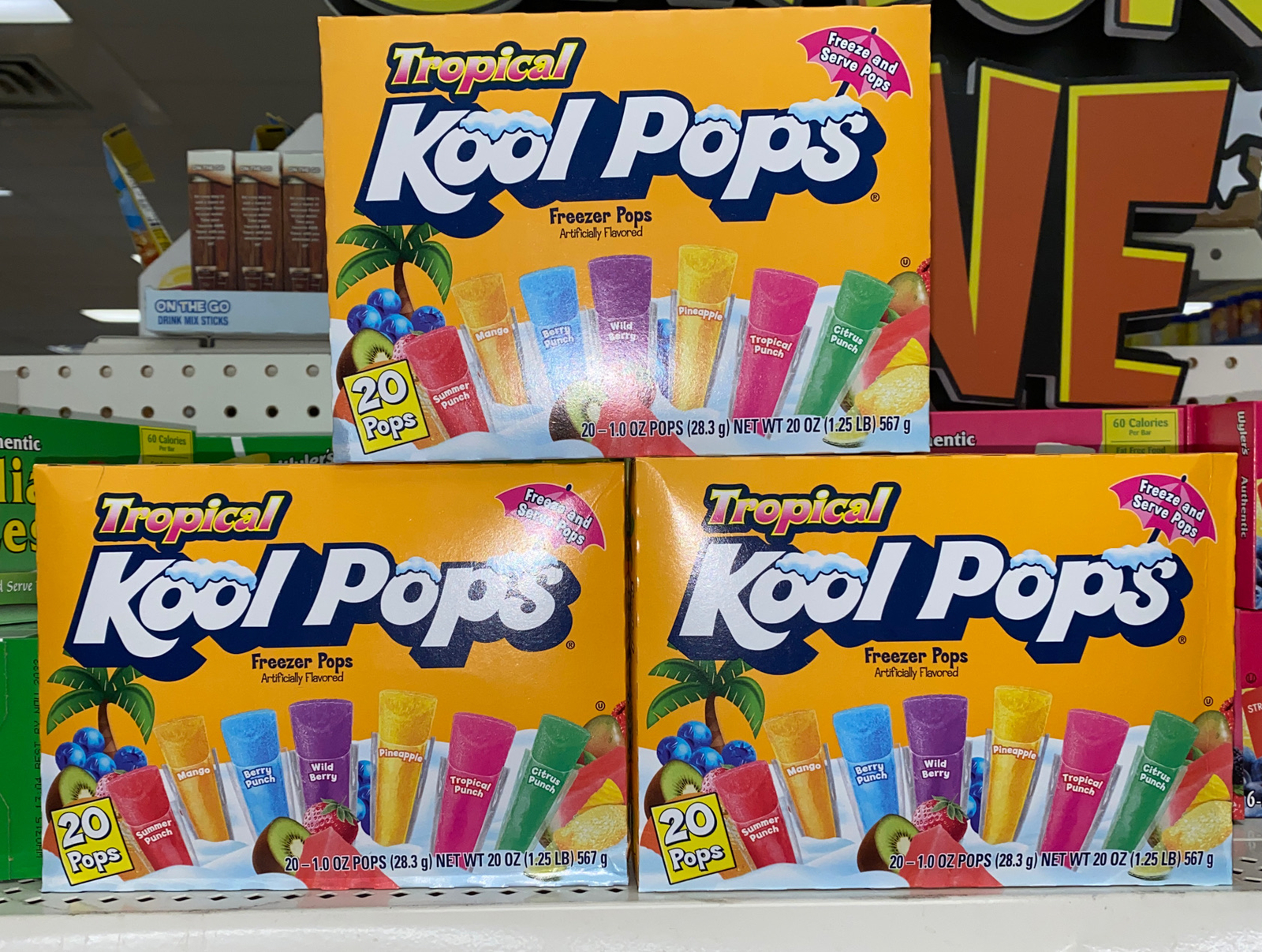 Kool Pops Freezer Pops Tropical Flavors Variety Pack Freeze Served 60 ...