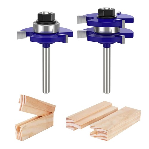 Tongue and Groove Router Bit Set of 2 Pieces 1/4 Inch Shank Router Bits ...
