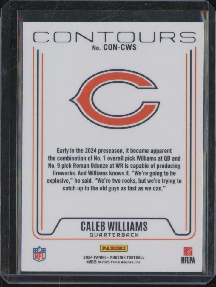 2024 Panini Phoenix CALEB WILLIAMS RC Rookie Contours Chicago Bears FB3 ...