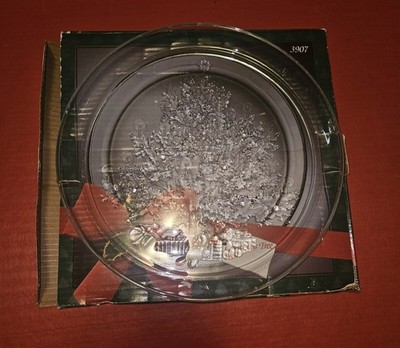 Pressed Glass Christmas Tree Plate 13” Holiday Decor | eBay