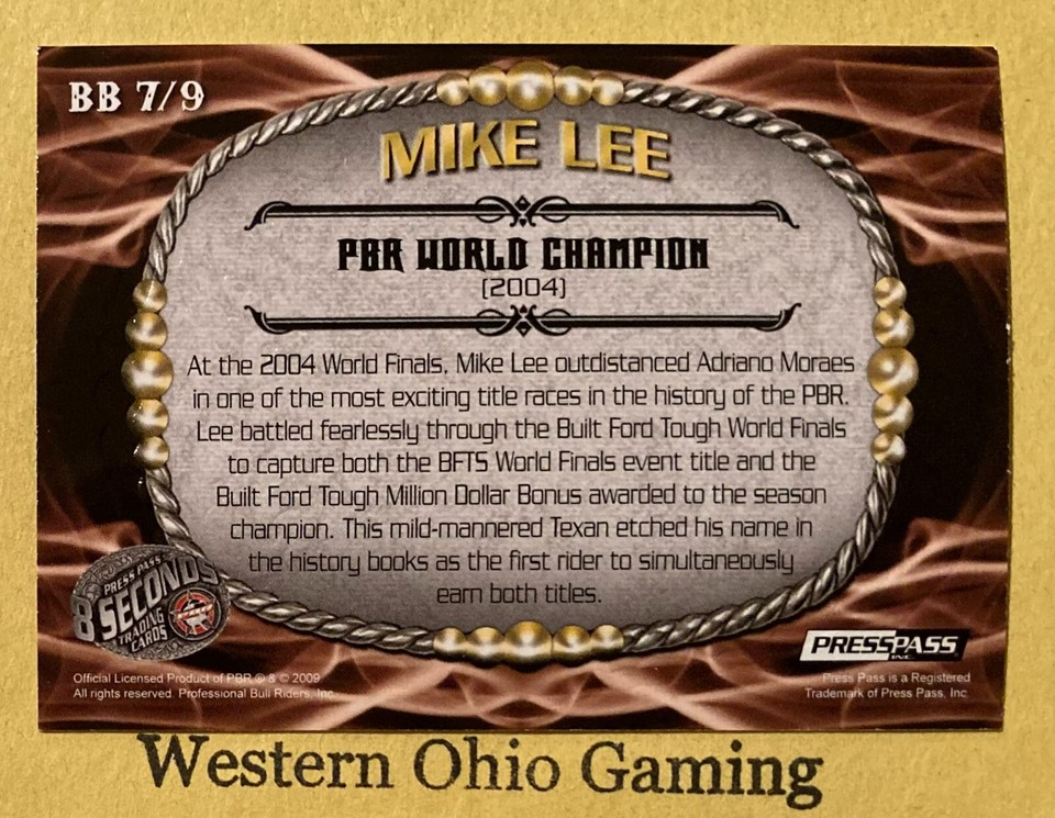2009 Press Pass 8 Seconds Mike Lee #BB7 Belt Buckles Card | eBay