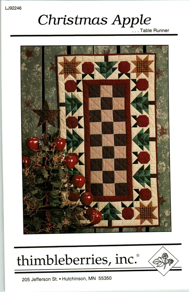 Christmas Apple Table Runner Pattern Primitive Folk Art Cottage ...