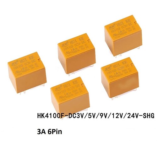Mini Power Relays Yellow HK4100F-DC3V 5V 9V 12V 24V-SHG 3A 6-Pin 4100 ...