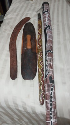 Rare Australian Aboriginal Didgeridoo, Club, Karli,and Shield | eBay