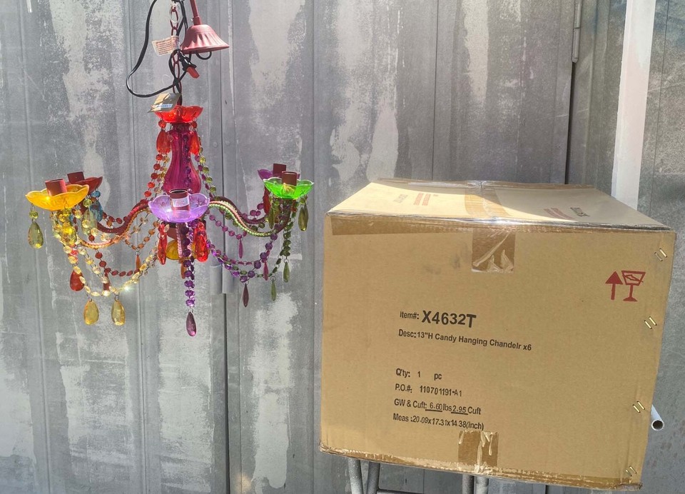 SAMPLE SALE: Metal & Acrylic "Candy" Chandelier 6 Light Colorful ...