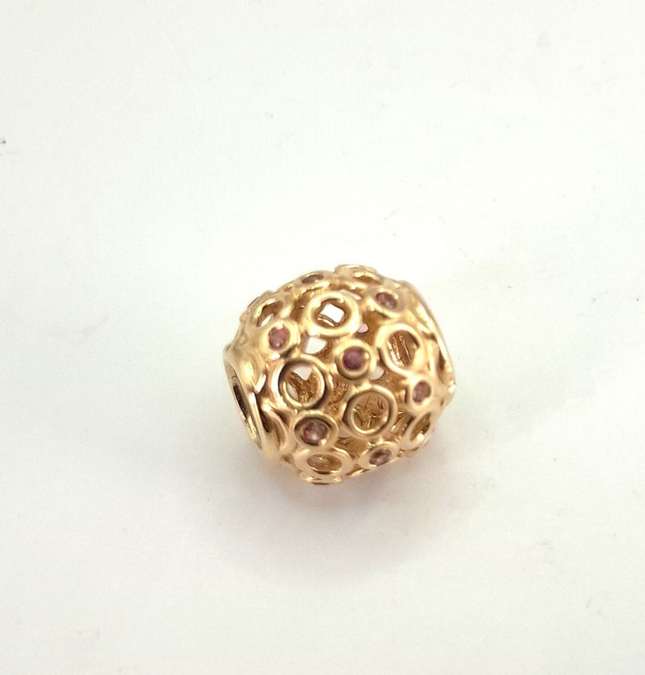 Pandora Charm -14ct Gold Pandora Charm Circles Celtic Pink Topaz 585 ...
