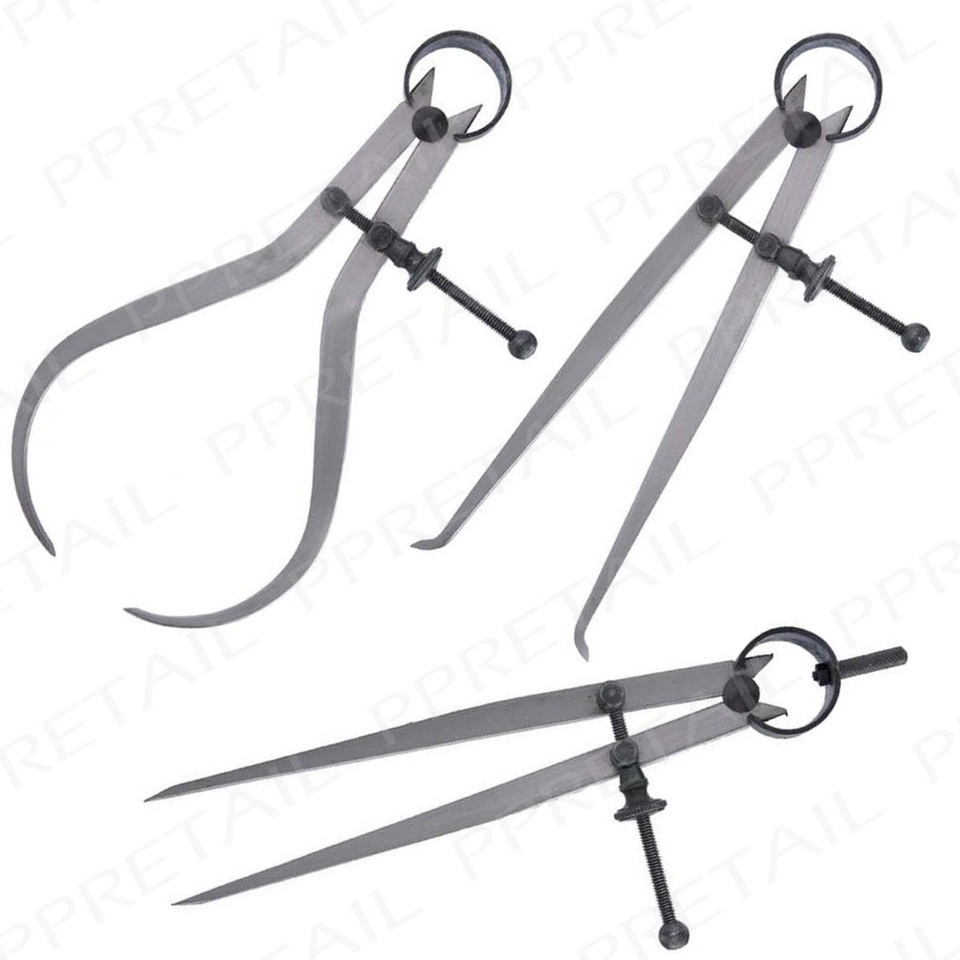SPRING CALLIPER SET 3Pc Dividers Compass Engineers Engineering ...