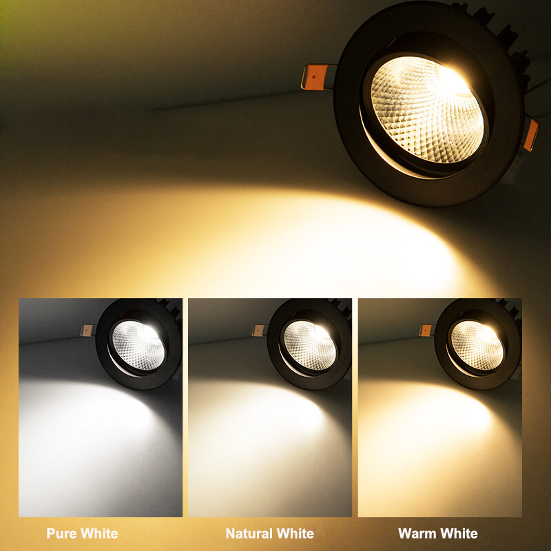 LED COB Ceiling Light Fixture Adjustable Picture Lamp Recessed Lighting ...