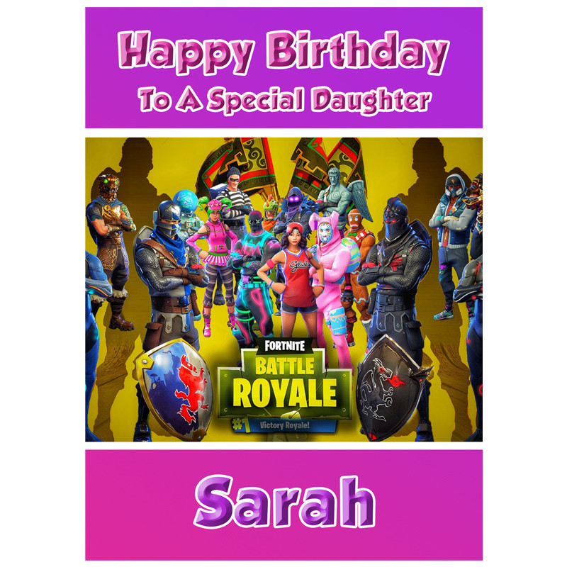 Fortnite Birthday Card - Personalised - Daughter, Niece, Granddaughter ...