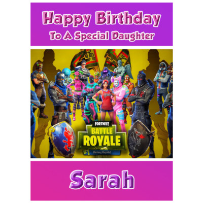 Fortnite Birthday Card - Personalised - Daughter, Niece, Granddaughter ...