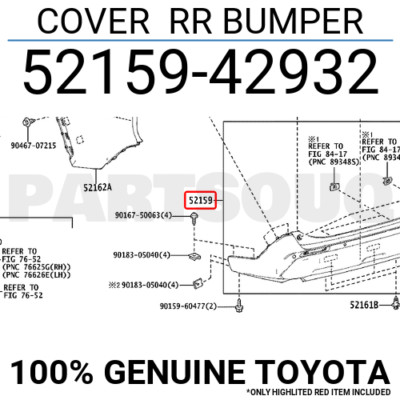 5215942932 Genuine Toyota COVER RR BUMPER 52159-42932 | eBay