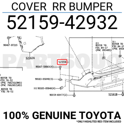 5215942932 Genuine Toyota COVER RR BUMPER 52159-42932 | eBay