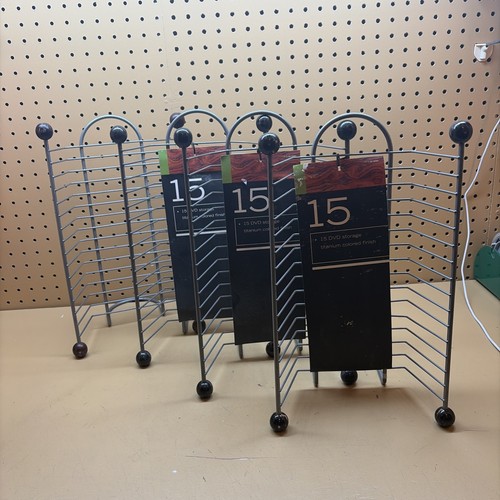 Lot of 4 - 15 slot CD DVD Holder Wire Metal Rack Tower Storage holds 60 ...