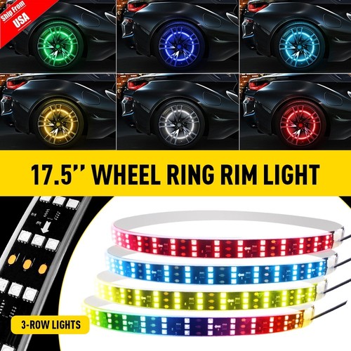 4X 17.5" RGB Wheel Ring RGB Light LED Kit For Truck Car Rim Light ...