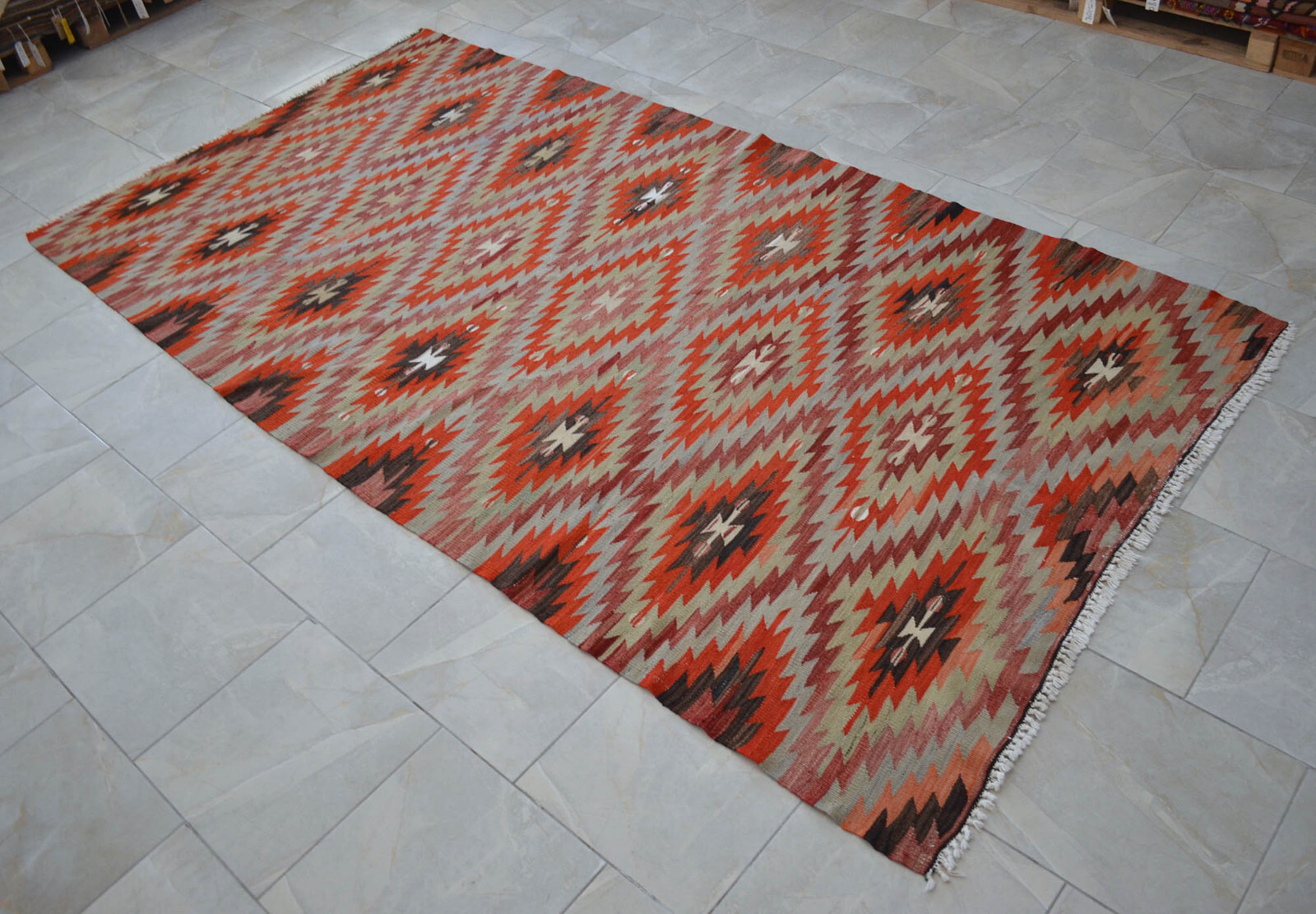 5x10 ft Rug OUSHAK RUG Hand Woven Vintage Turkish Kilim Rug Flat Weave ...