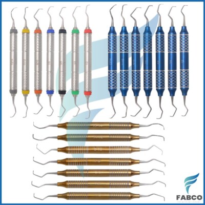 Dental Gracey Curette Perio 7Pcs Set Hollow Handle Color Coated ...