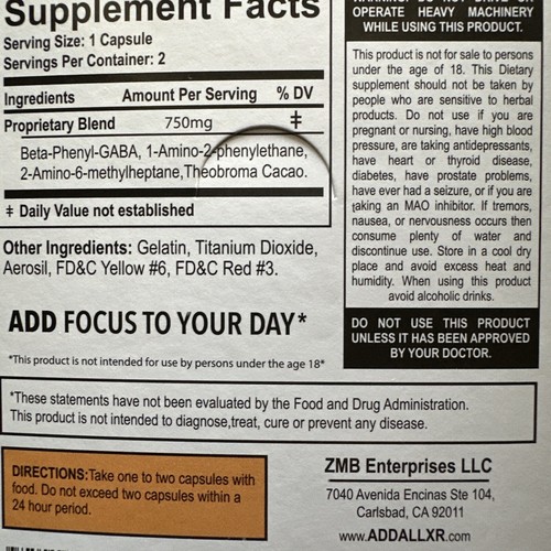 Addall XR,750 Mg. Lot Of 06 Pack = 12 Capsules. | eBay