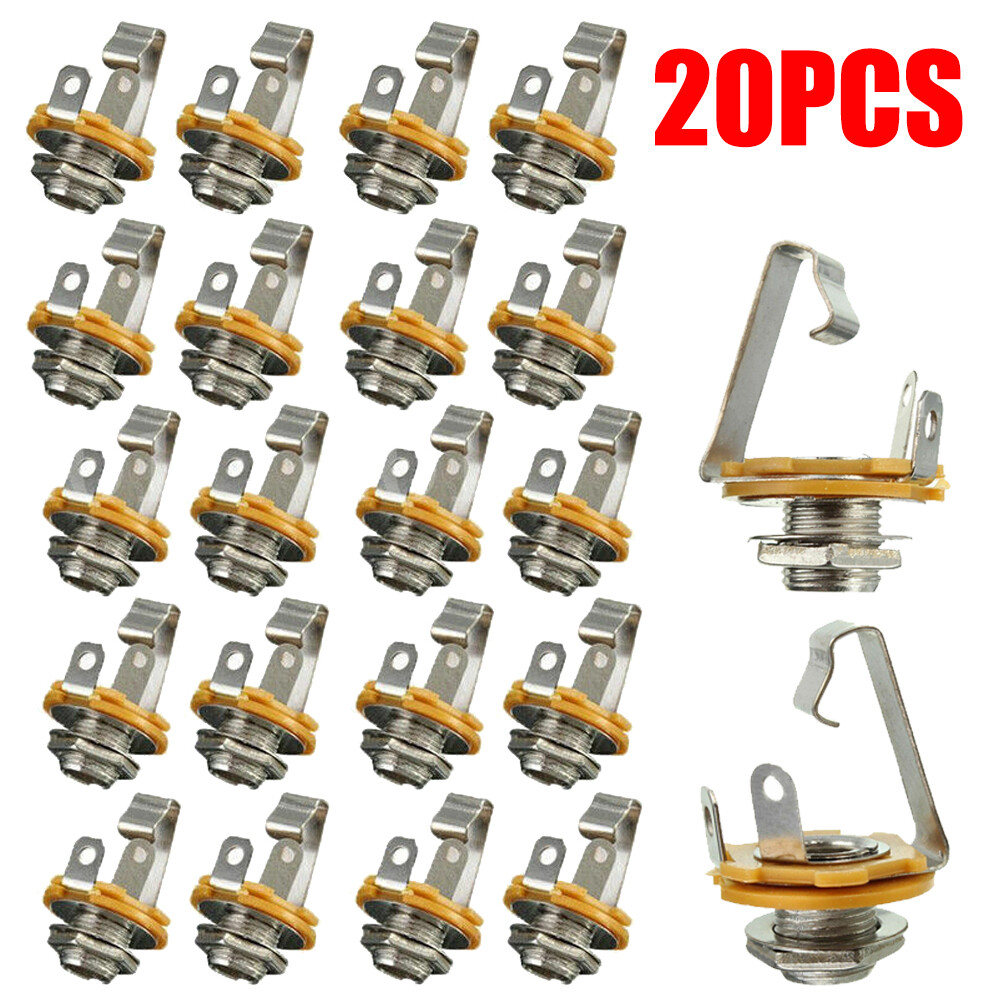 20 PCS 1/4" 6.35mm Mono Socket Jack Female connector Panel Mount solder ...