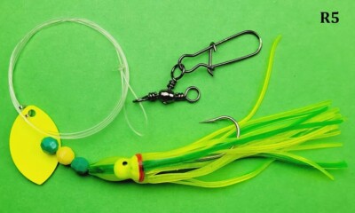 5pk Saltwater Fishing Rigs - Fluke Green/ Yellow Squid, Flounder ...