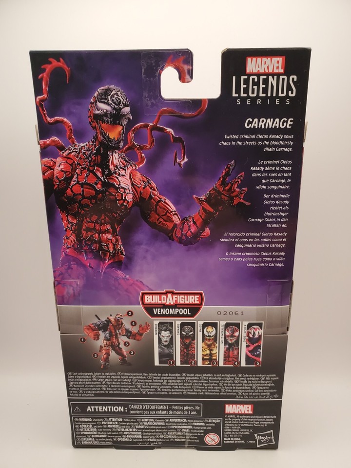 Marvel Legends Carnage 6" Action Figure BAF Venompool NEW Hasbro 2020 ...