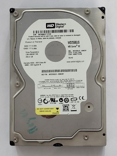 WD2500JS-00NCB1, DCM: HSBHYT2CHB, Western Digital 250Gb 3.5" Sata HDD ...