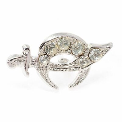 Vintage Shriner Crescent & Scimitar Sterling Silver Jeweled Lapel Pin ...