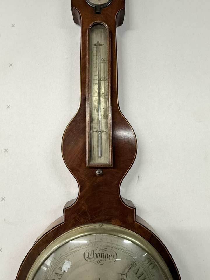 Antique fine barometer 1780-1810 London signed eagle finial mahogany ...