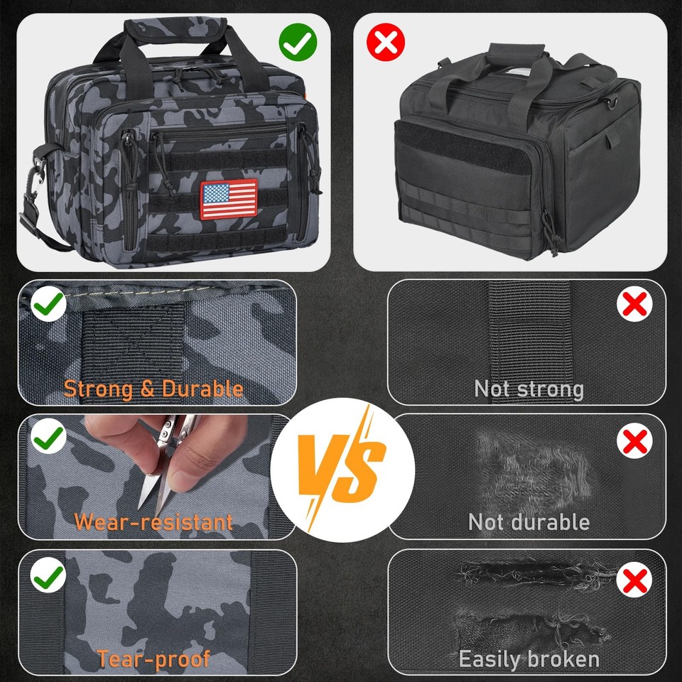 Gun Range Bags For 2 Pistols 6 Magazines, Pistol Case Carrying Shooting ...