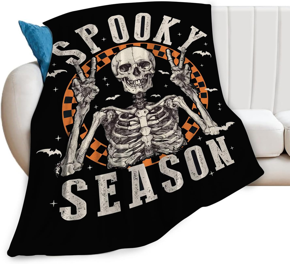 Gothic Skull Blanket Skeleton Bones Throw Blanket Hippie Fuzzy Plush ...