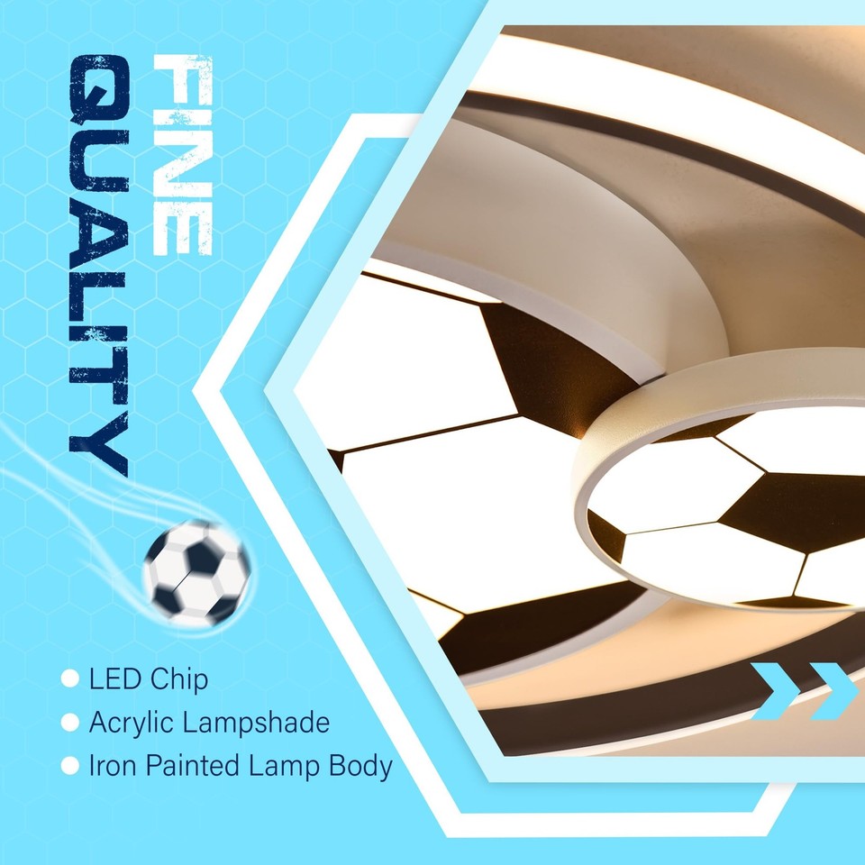 LED Ceiling Light Soccer 15.7in Cartoon Room Light Fixtures Ceiling ...