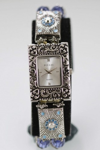 Decade Watch Women Stainless Steel Silver Blue Black Stretch WR White ...