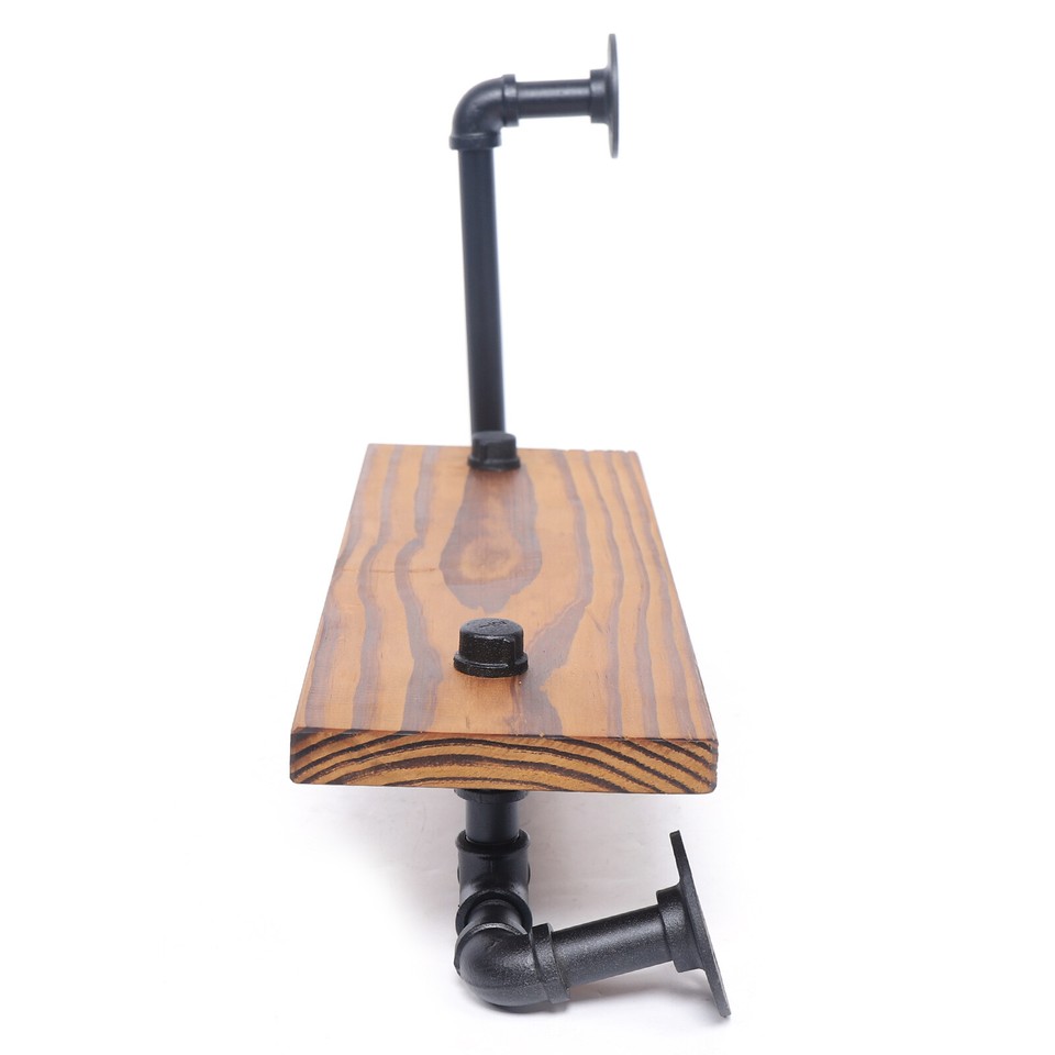Industrial Retro Steampunk Pipe Decor Wooden Wall Mount Shelf Storage ...