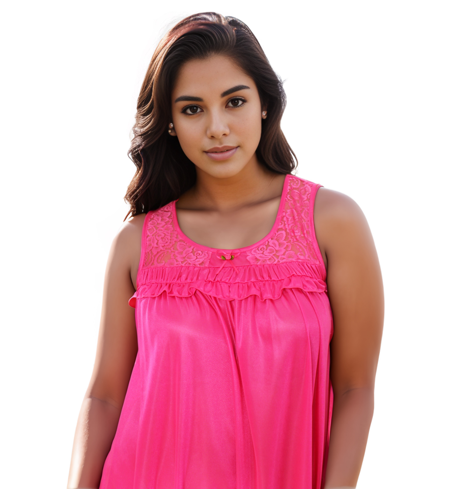 Womens Sexy Silky feeling Sleeveless Nightgown with Floral Lace Design ...