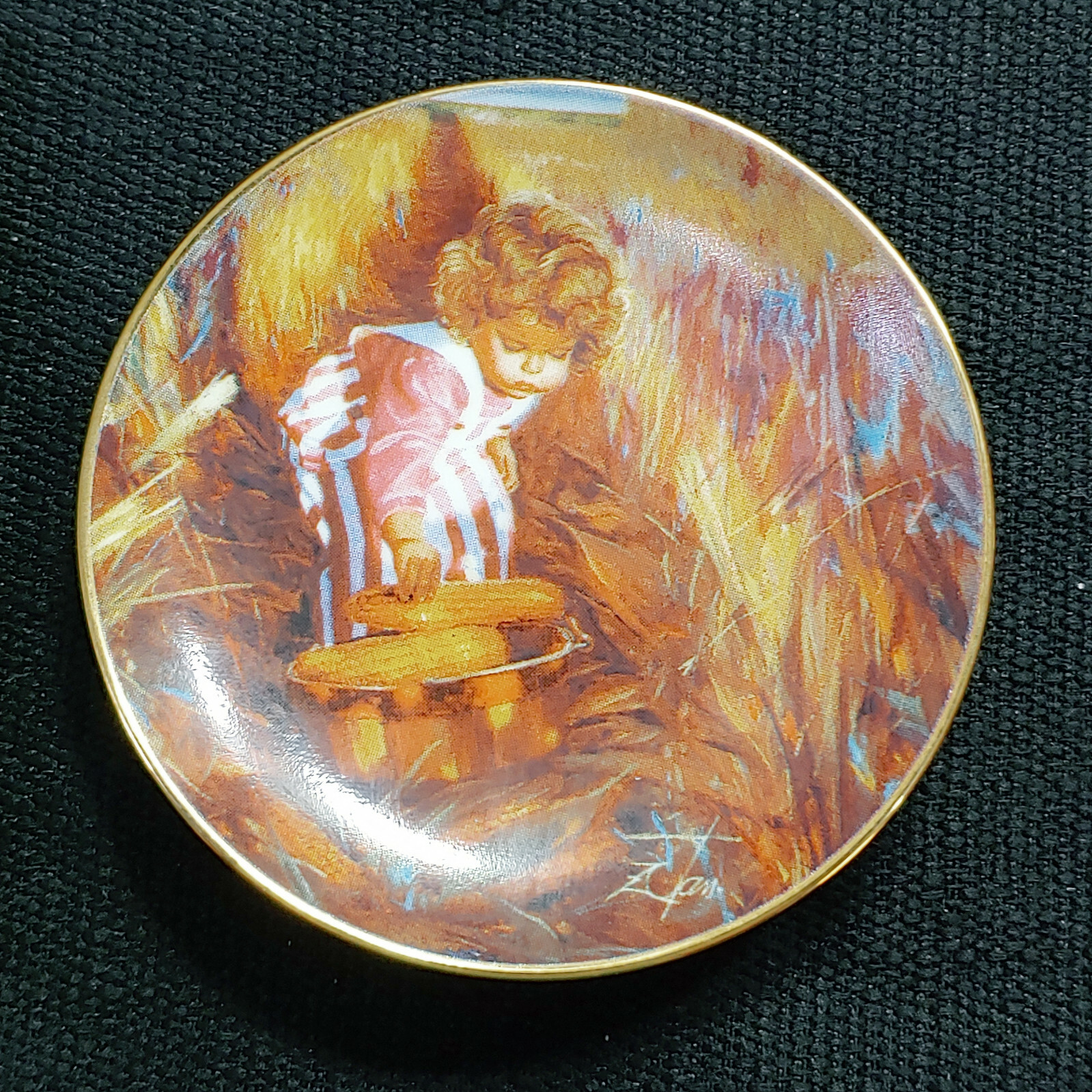1995 Pemberton & Oaks Donald Zolan "Golden Harvest" Miniature Plate, 3 ...