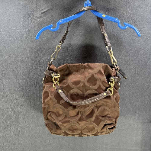Coach Brooke Signature Canvas Leather Handbag Purse Chocolate Brown ...