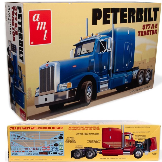 SKILL 3 MODEL KIT PETERBILT 377 A/E TRUCK TRACTOR 1/24 SCALE BY AMT ...