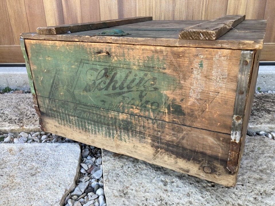 Large Vintage Wooden Beer Crate Schlitz Milwaukee Wisconsin Brewing