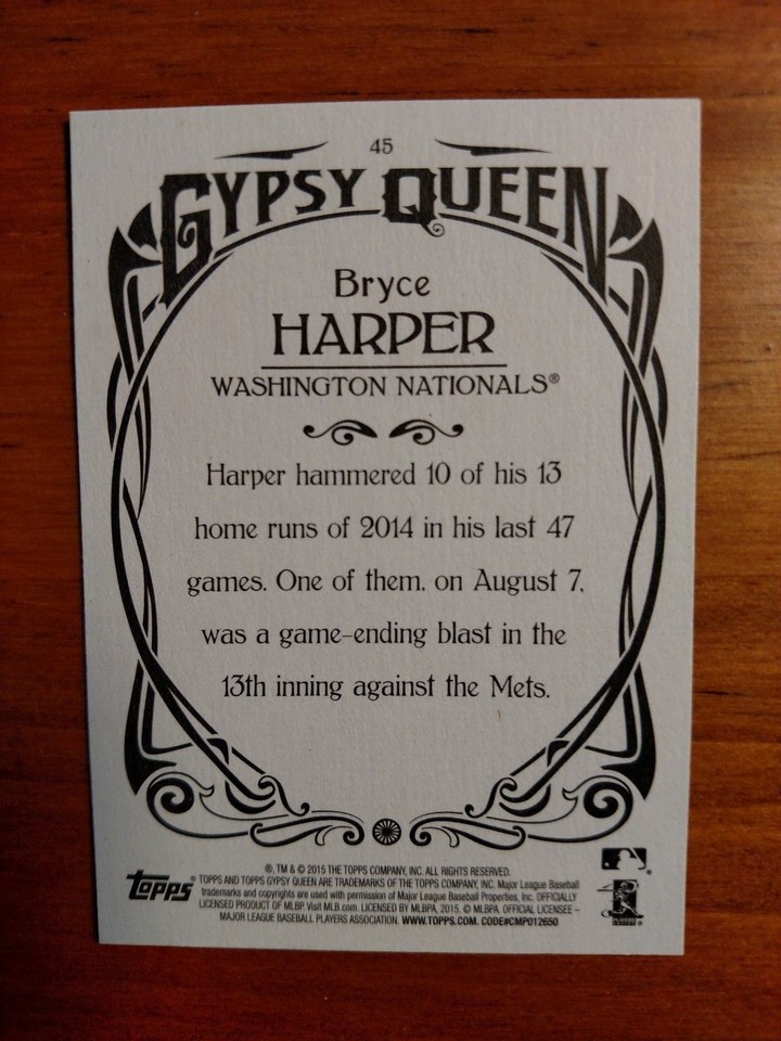 2015 Topps Gypsy Queen #45A Bryce Harper Washington Nationals | eBay