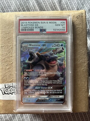 Pokemon Card PSA 10 Graded - Blastoise GX 35/214 - Unbroken Bonds Half ...