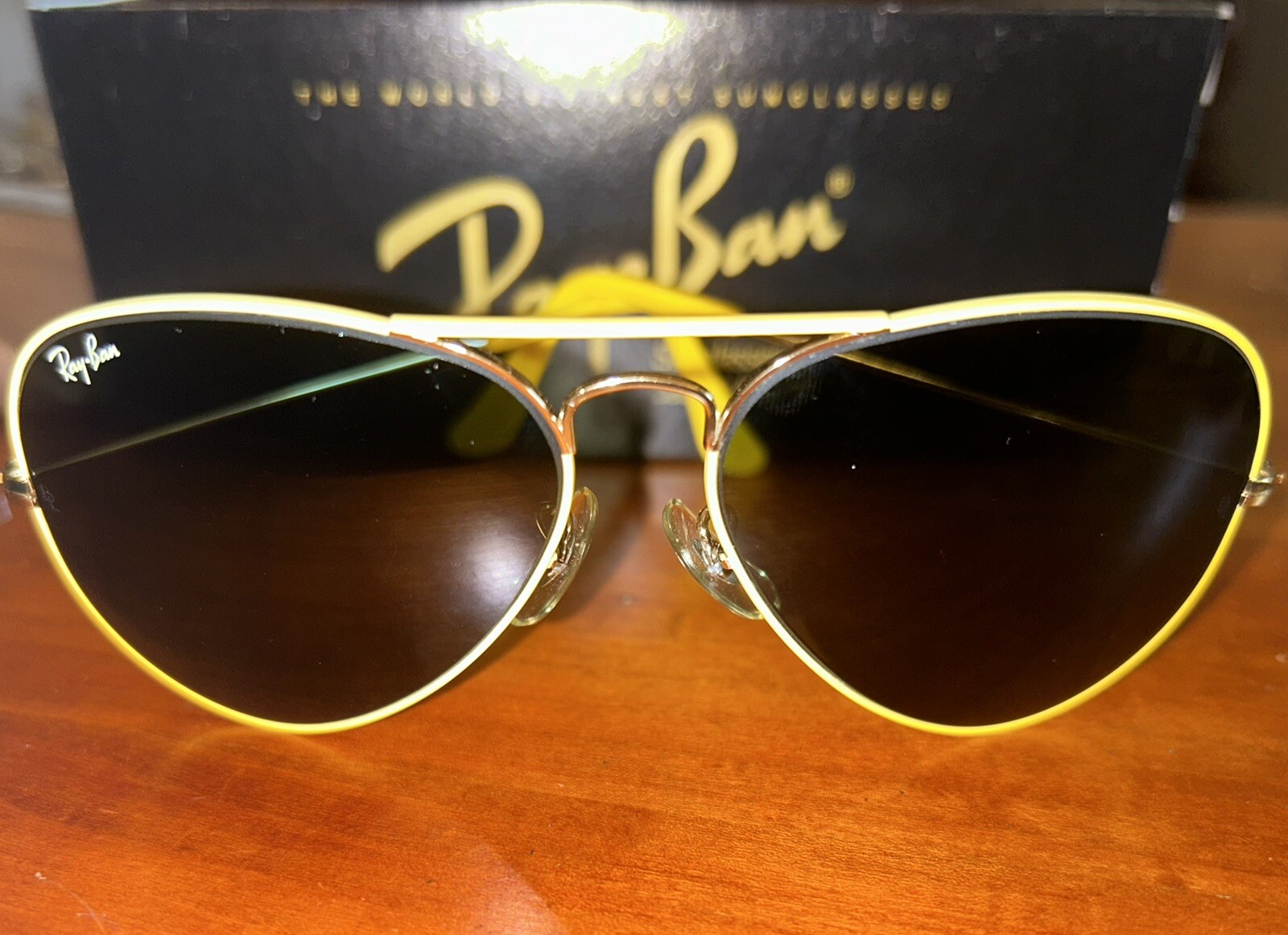 Ray Ban Aviator Bausch Lomb Yellow Flying Colors 58mm G-15 Lenses W ...