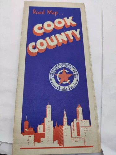 Vtg. 1940-41 Chicago Illinois Cook County Road Map Motor Club AAA Member | eBay