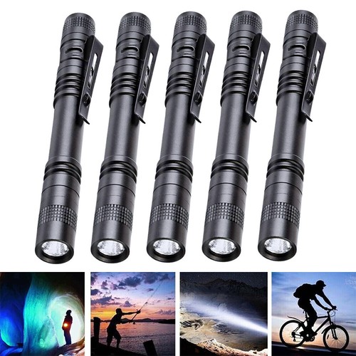 5x Tactical Portable Flashlight LED Small Lamp Pocket Torch Mini Pen ...