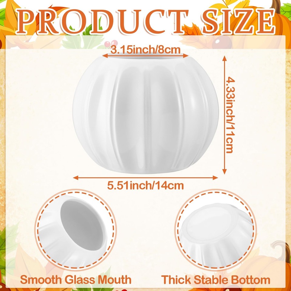 3 Pcs Pumpkin Shape Ceramic Vase Fall Flower Vase 5.5 Inch White ...