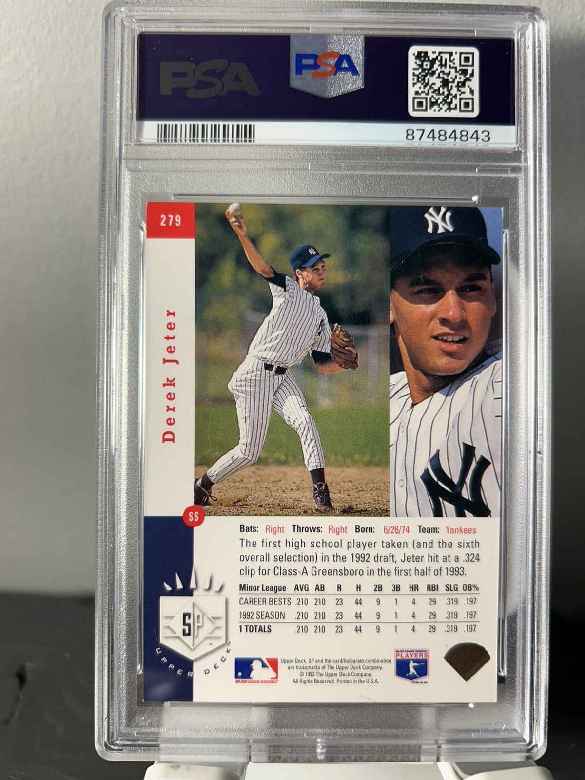 1993 Upper Deck SP DEREK JETER #279 Foil Rookie PSA 7 NM YANKEES ...