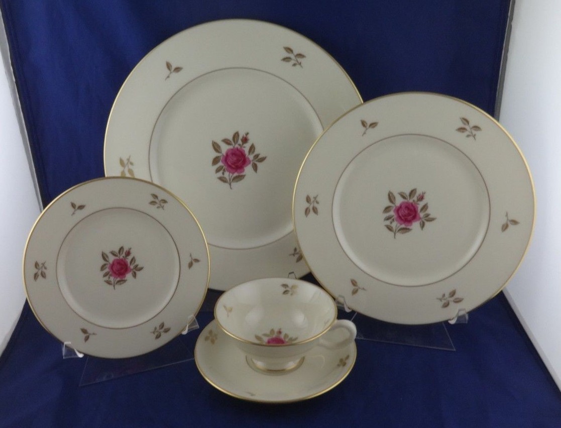 (1) VINTAGE LENOX RHODORA DEEP PINK ROSE 5 PIECE PLACE SETTING | eBay