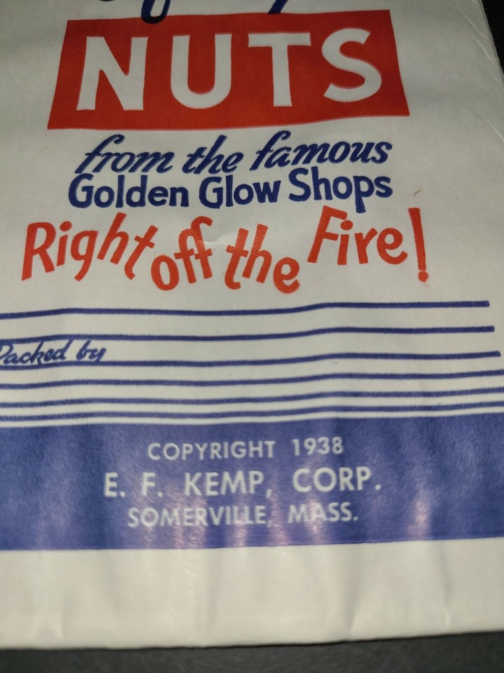 NOS E. F. Kemp Nuts c. 1939 bag Golden Glow Shops Somerville, MA | eBay