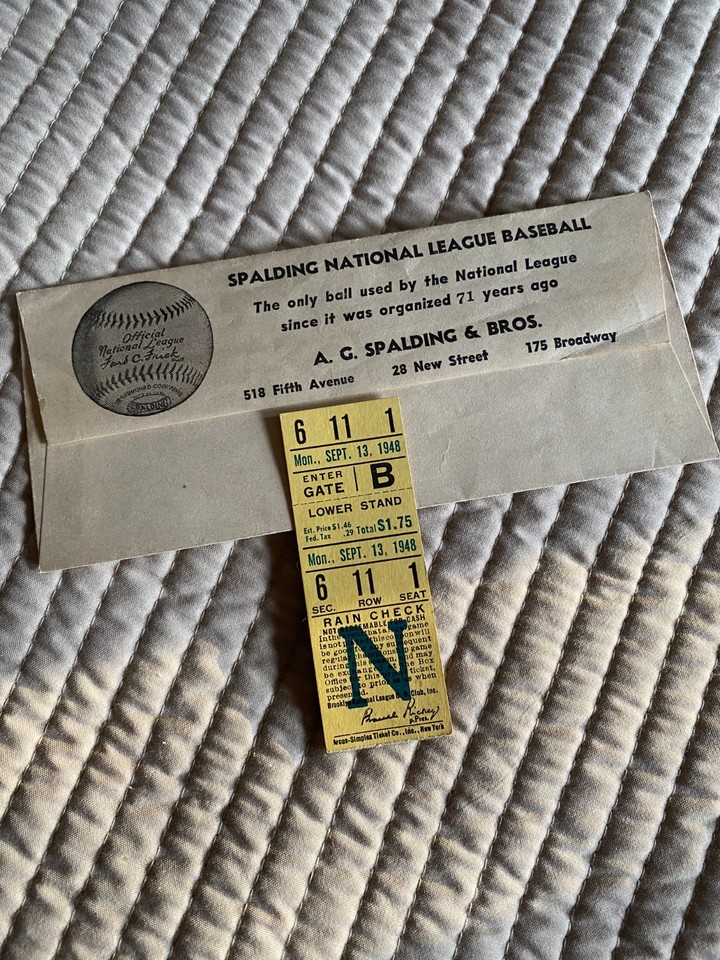 JACKIE ROBINSON 9/3/1948 DH DODGERS/NY GIANTS TICKET 2-4 JACKIE, W ...